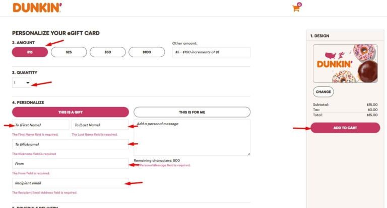 Dunkin Donuts Gift Card - 2025